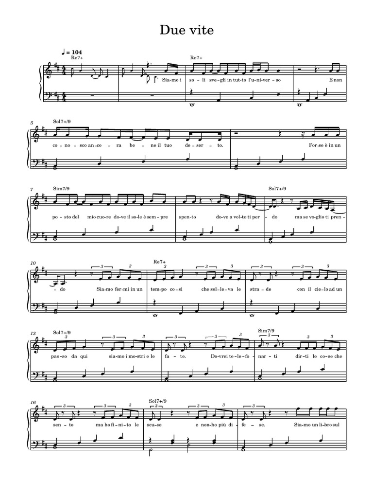 Due Vite - Marco Mengoni | PDF