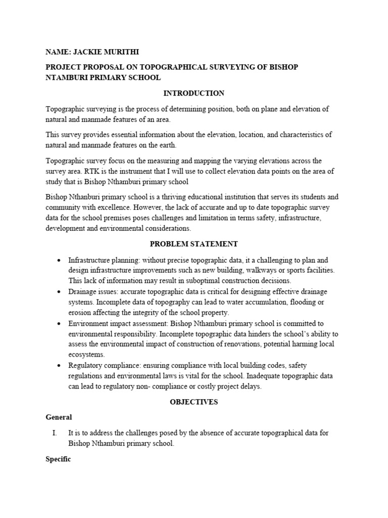 Topographic Survey Proposal for School | PDF