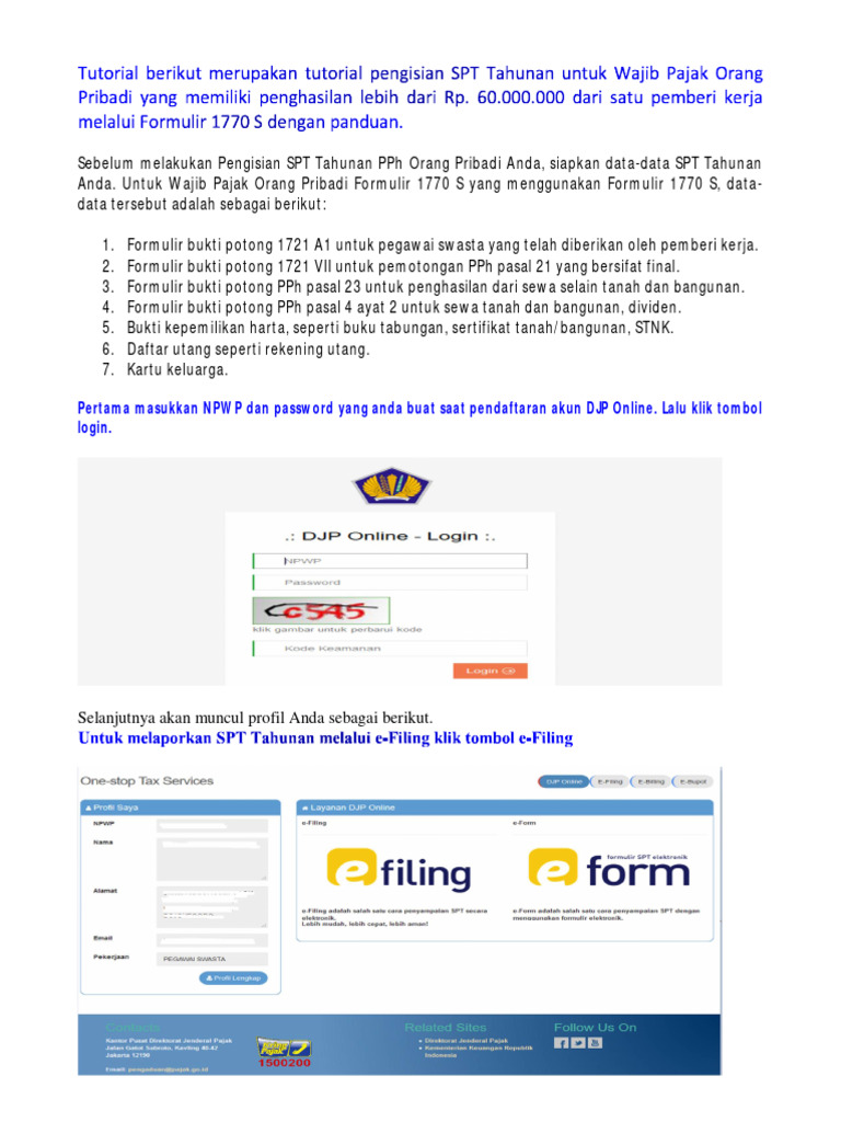 Tutorial Lapor SPT | PDF | Pengelolaan Keuangan & Uang