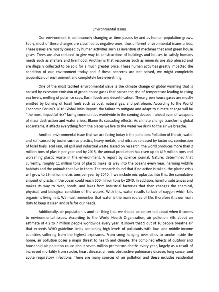 Environmental Issues | PDF | Climate Change | Air Pollution