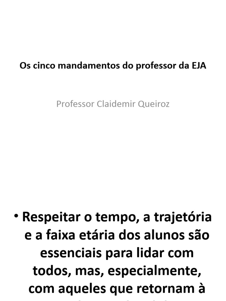 Os Cinco Mandamentos Do Professor Da EJA | PDF