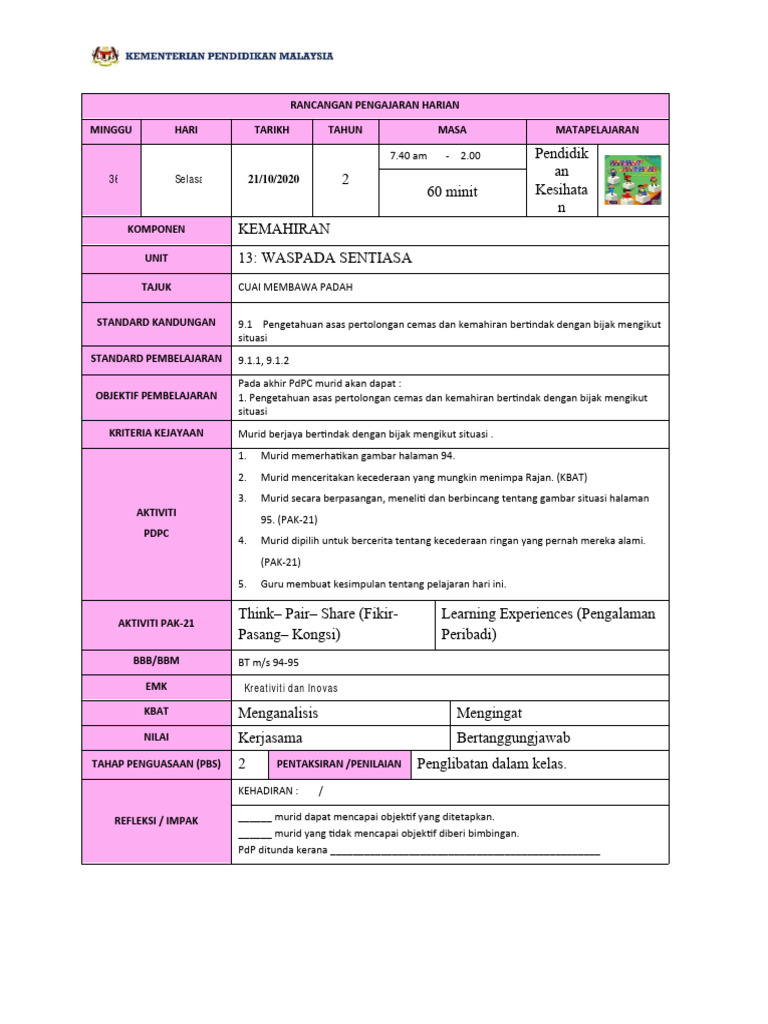 2 Pendidik An Kesihata N 60 Minit Kemahiran 13: Waspada Sentiasa | PDF