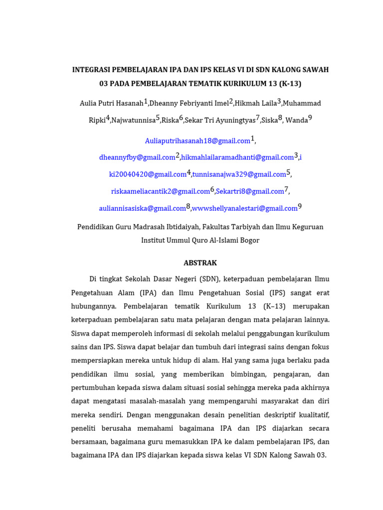 Integrasi IPA dan IPS di SD Kelas VI | PDF | Karier & Perkembangan