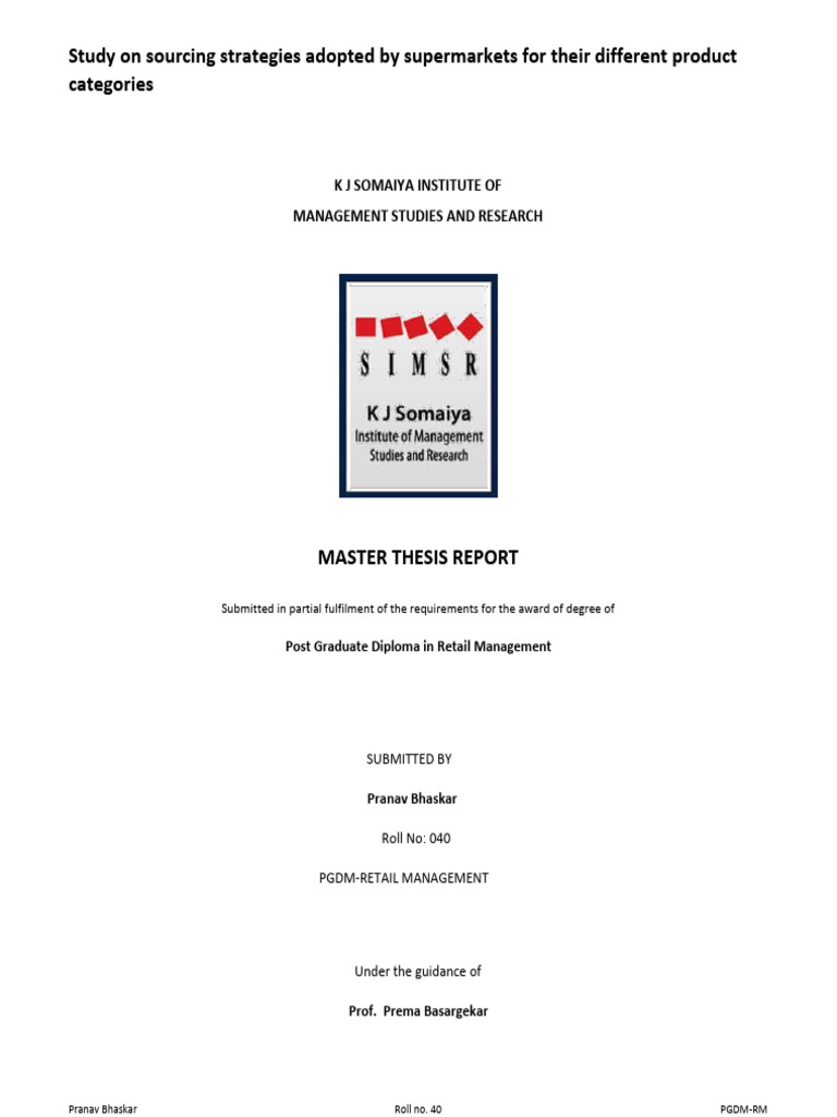 Final - PGDM - RM - 2017-19 - Pranav Bhaskar - 40 | PDF | Business