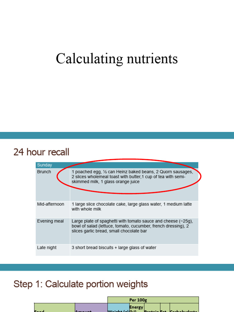Calculating Nutrients | PDF | Food Energy | Foods