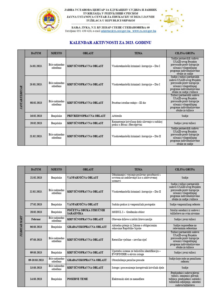 Kalendar 2023 | PDF