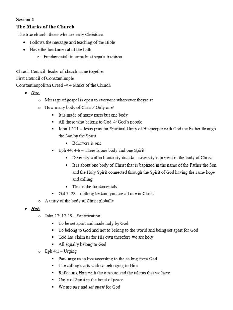 The Marks of The Church | PDF | Christian Church | Eucharist