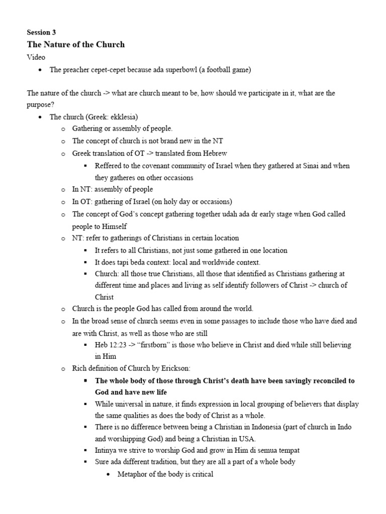 The Nature of The Church | PDF | Jesus | God