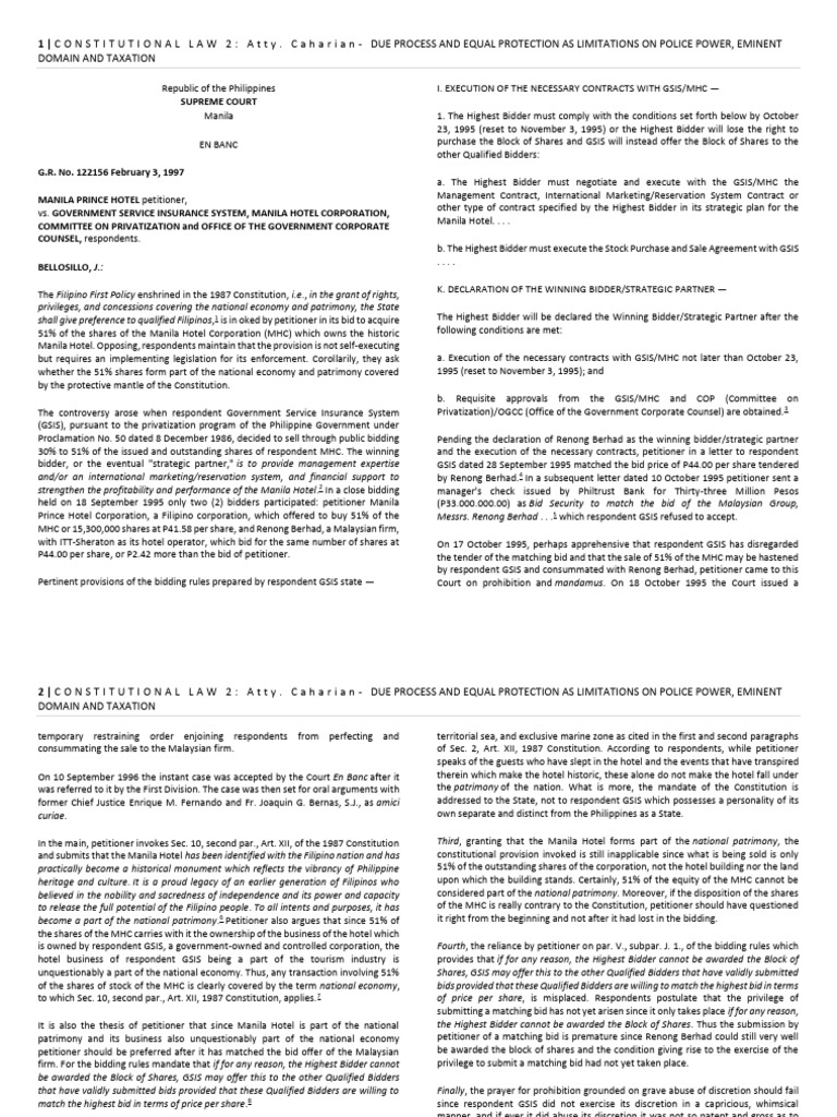 Cases Due Process and Equal Protection (1) | PDF