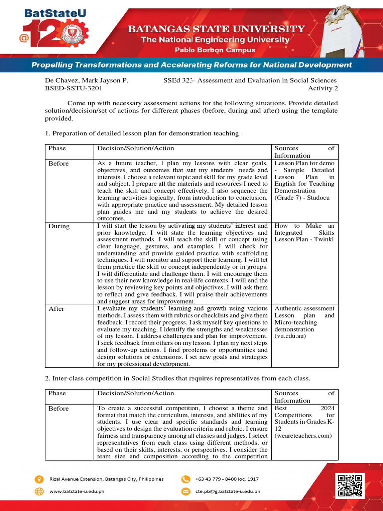 Activity 2 - Assessment and Evaluation in Social Sciences | PDF ...