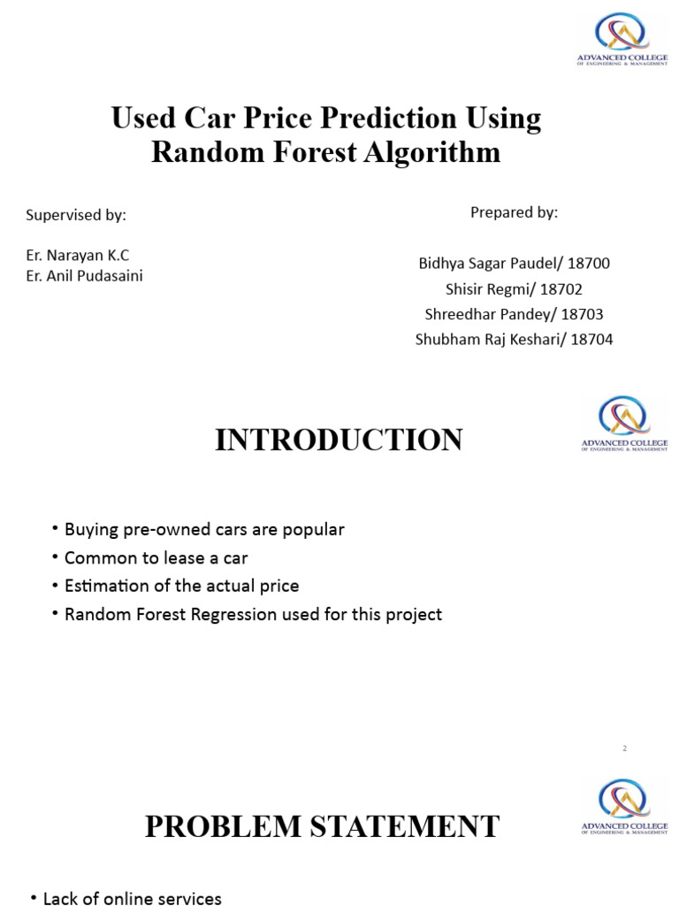 Used Car Price Prediction with Random Forest | PDF | Regression ...