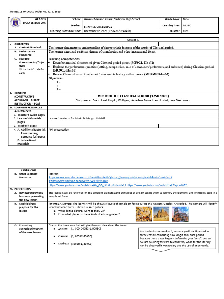 DLL Music q2w6 | PDF