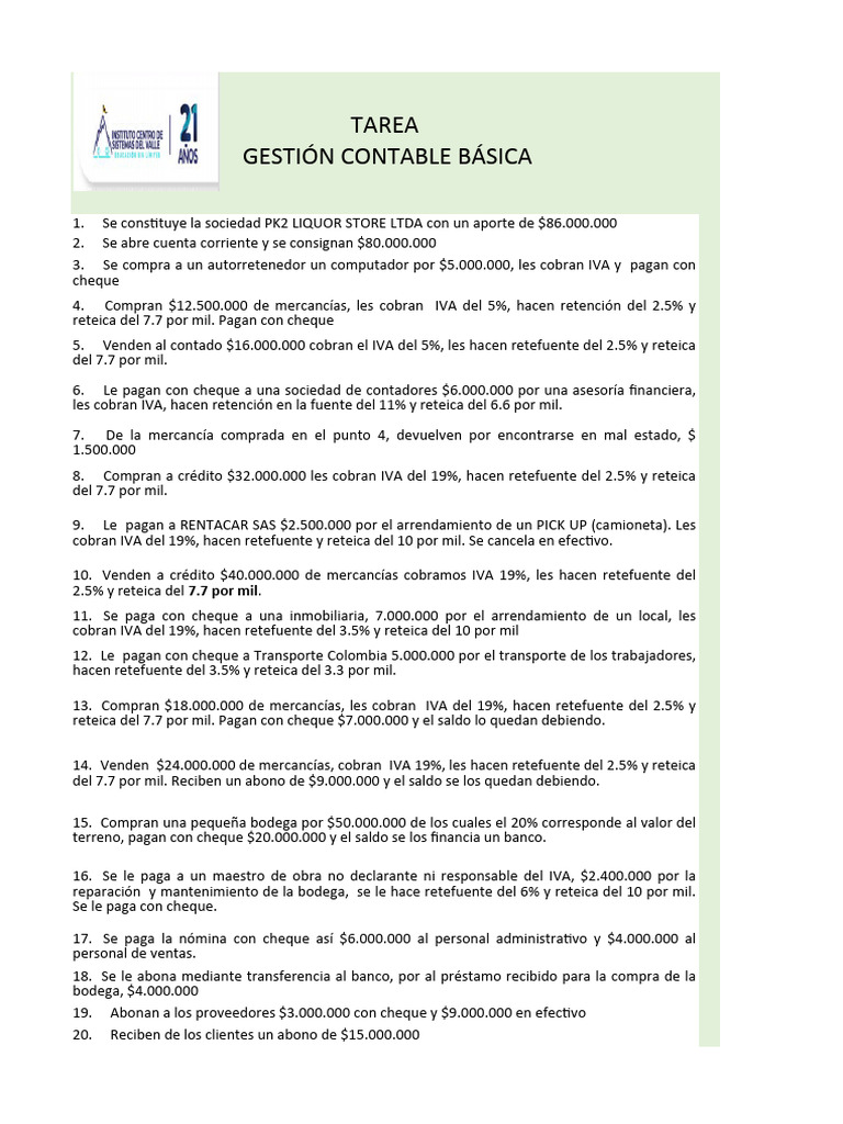 Gestión Contable para PK2 Liquor Store | PDF | Cheque | Servicios financieros