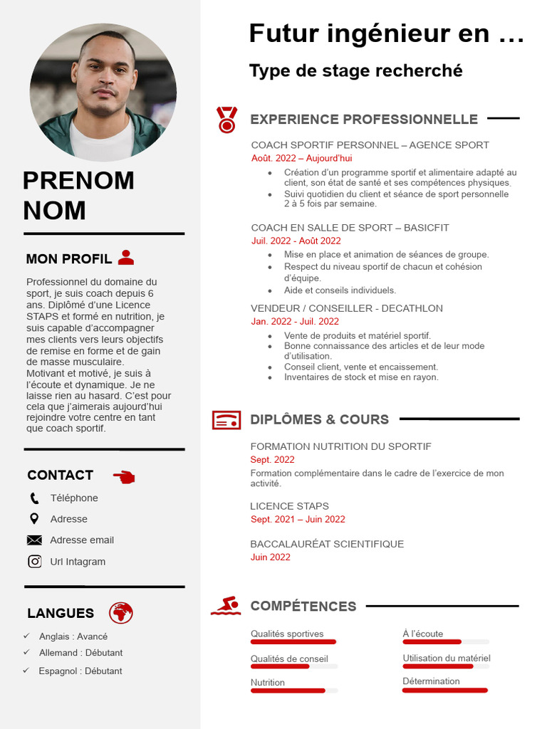 CV Coach Sportif Expérimenté | PDF | Des sports | Entraîneur personnel