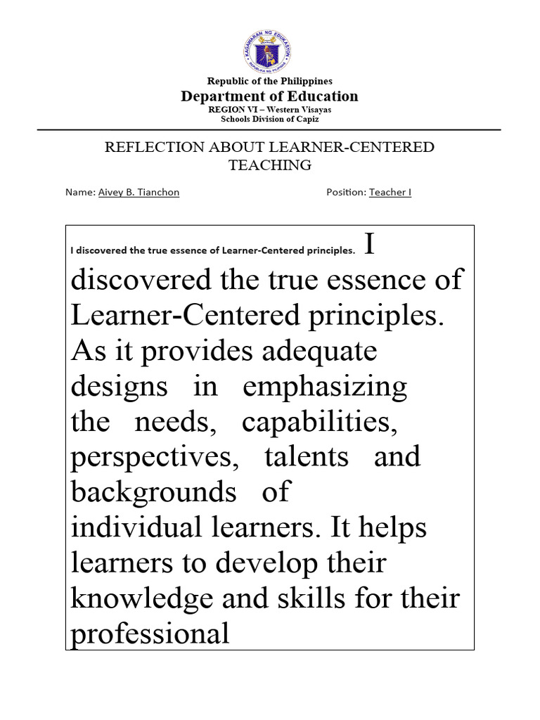 Reflection About Learner | PDF