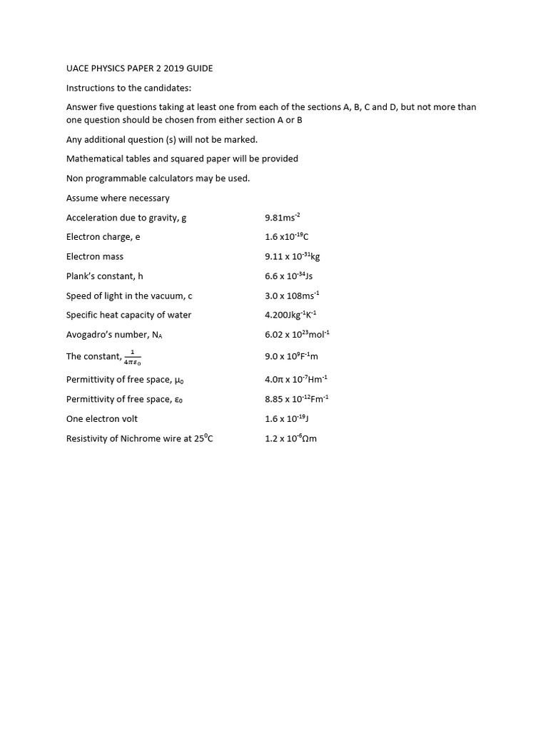 UACE Physics Paper 2 2019 Guide | PDF | Inductor | Waves