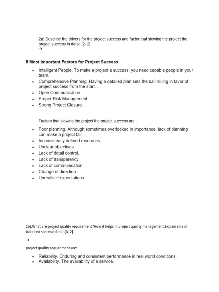 Describe The Drivers For The Project Success and Factor That Slowing ...