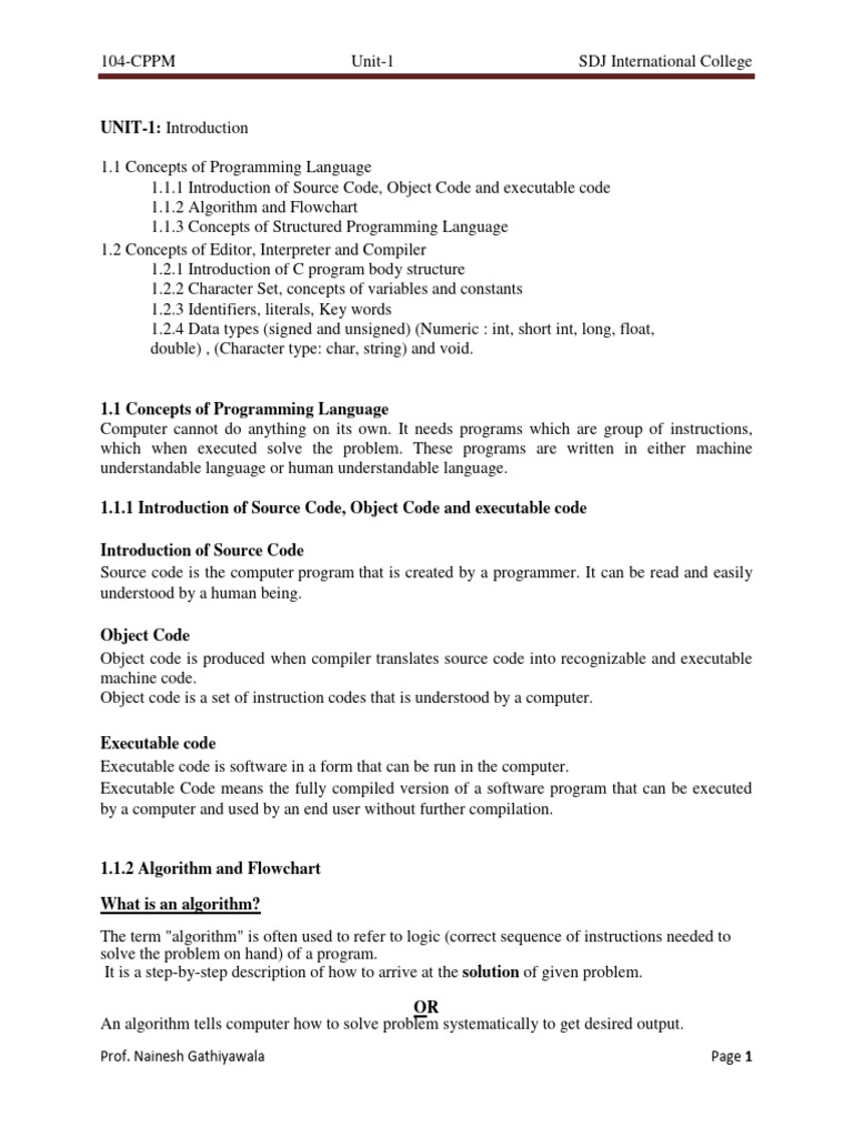 Unit-1 CPPM | PDF Unit-1 CPPM | PDF