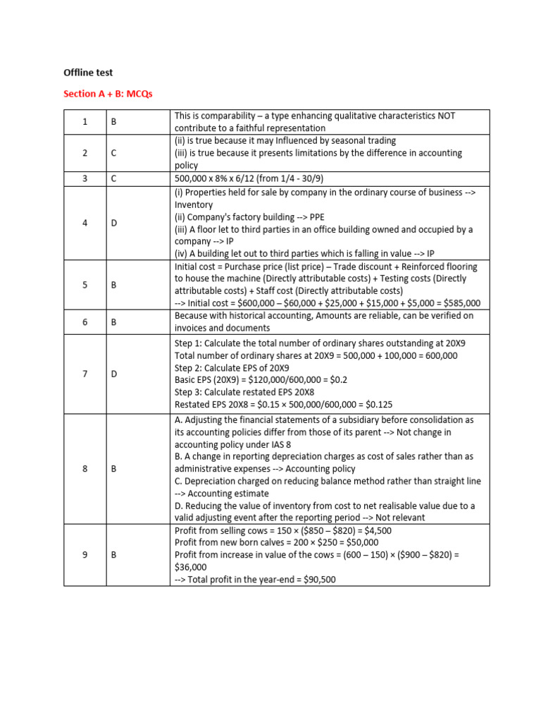 Mock Exam F7 - Answers - Offline Test | PDF | Finance & Money ...