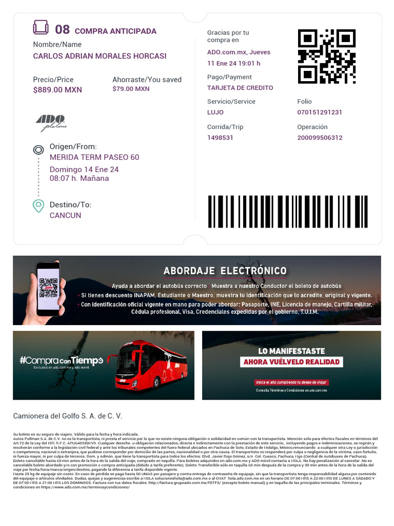 Tu Boleto ADO | PDF