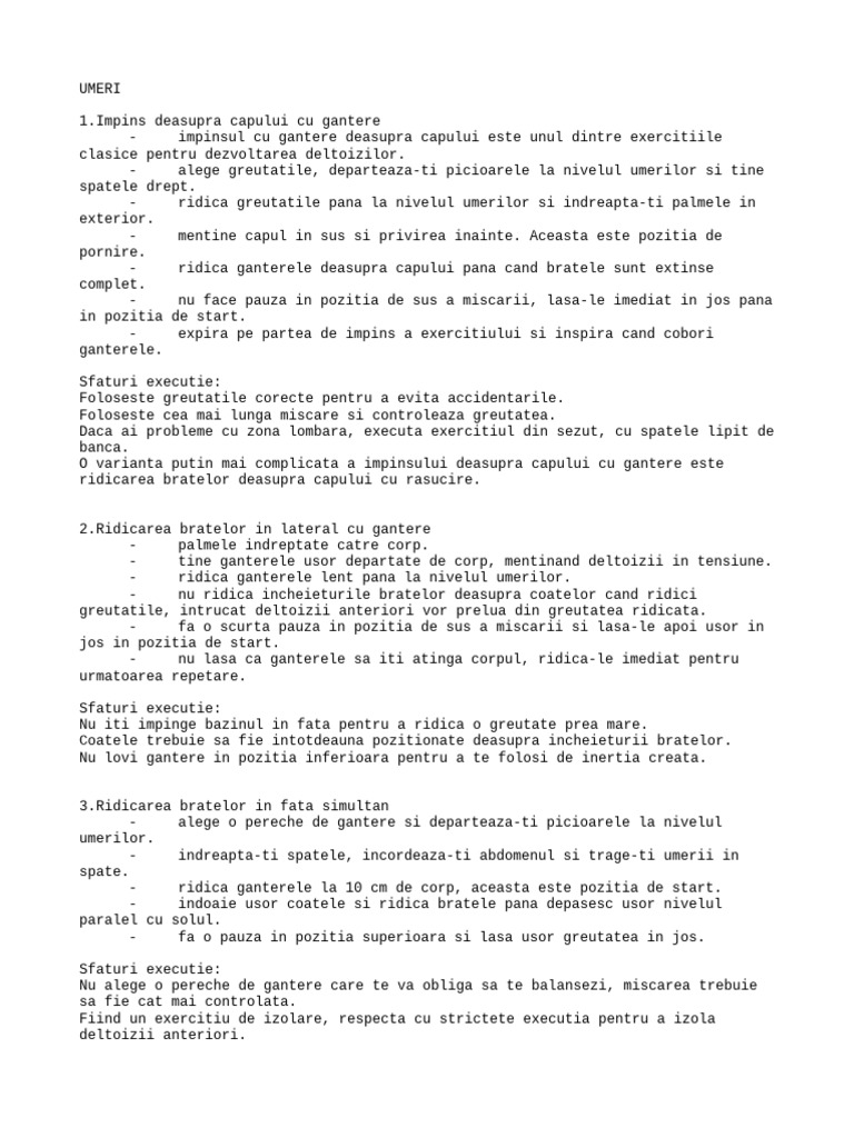 Antrenament Umeri | PDF