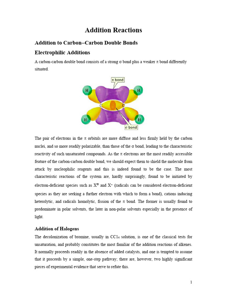 Electrophilic Addition Mechanisms in Alkenes | PDF