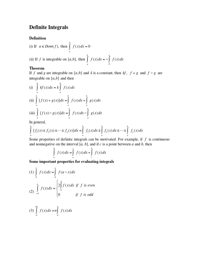 Definite Integrals | PDF | Trigonometric Functions | Mathematical Physics