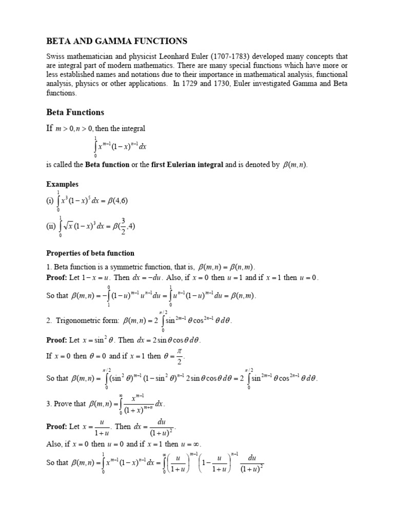 Gamma_Beta-functions | PDF | Function (Mathematics) | Leonhard Euler