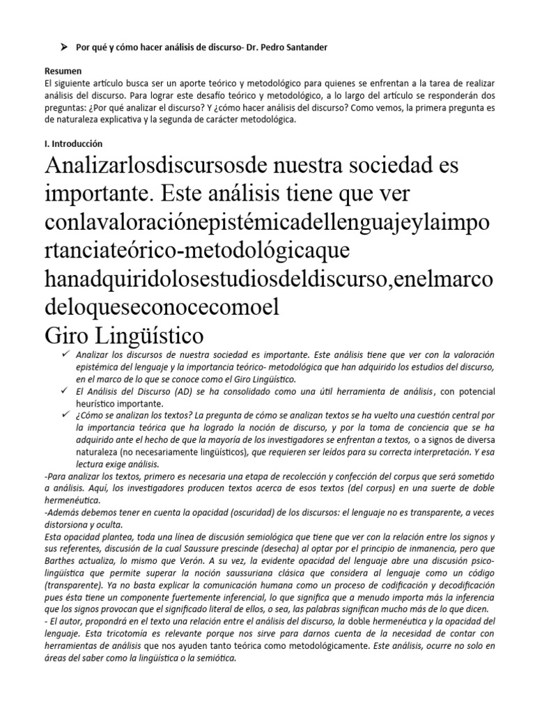 Por Qué y Cómo Hacer Análisis de Discurso | PDF