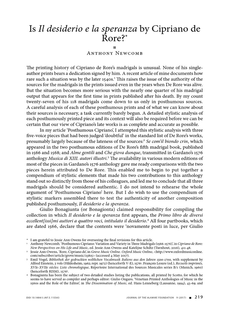 Music Scholars' Analysis of De Rore | PDF | Poetry | Musical Compositions