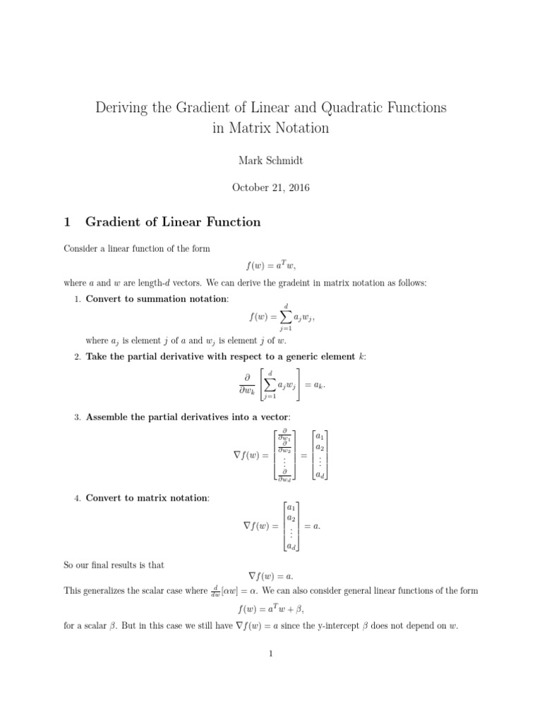 linearQuadraticGradients | PDF | Gradient | Linear Algebra