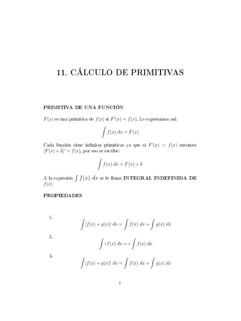 11 Calculo de Primitivas | Descargar gratis PDF | Integral | Zona