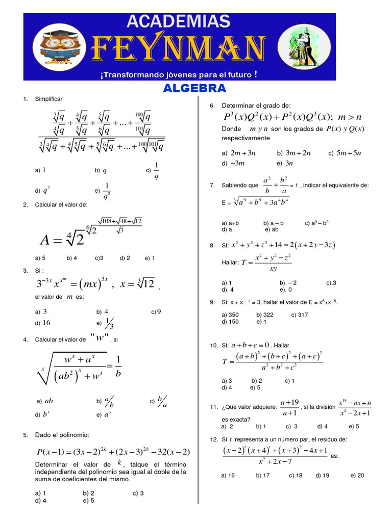 MISCELANEA | PDF | Conceptos matemáticos | Álgebra