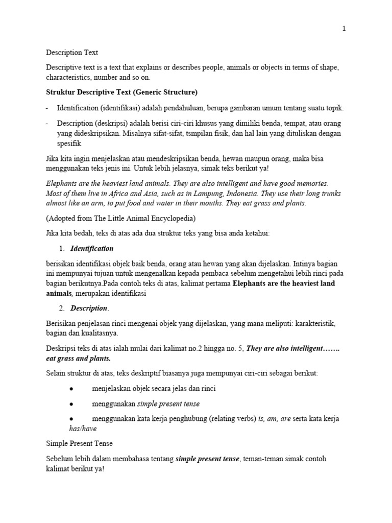 Kelas 8 - Descriptive Text | PDF | Seni & Disiplin Bahasa