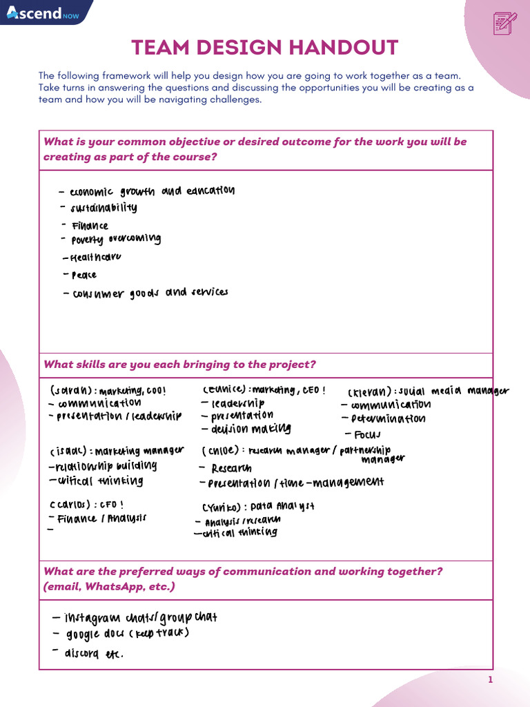 Team Design Handout | PDF