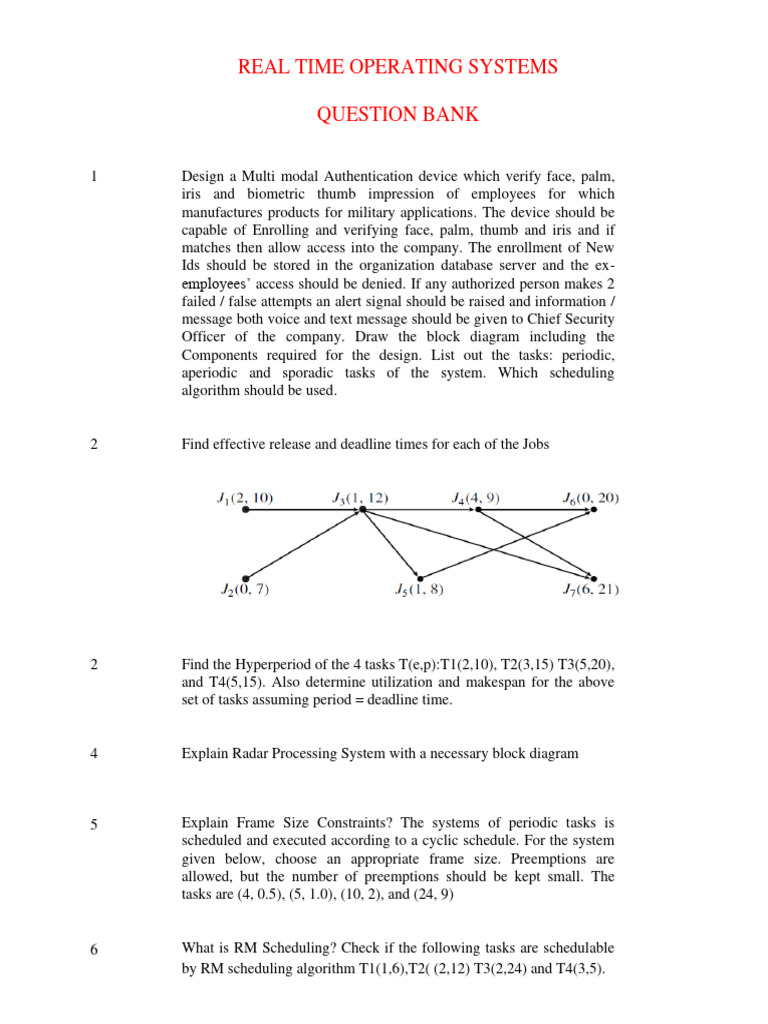 Question Bank RTOS | PDF | Computer Science | Computing