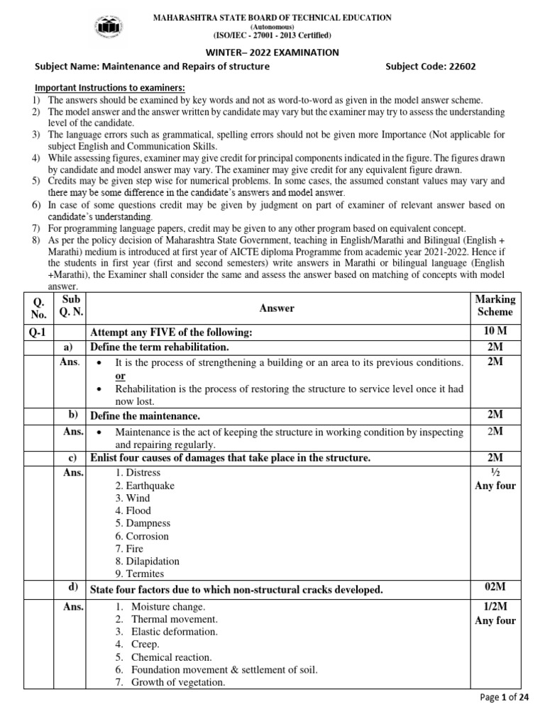 Msbte Model Answer Winter 2022 Ce GR MRS 22602 | Download Free PDF ...