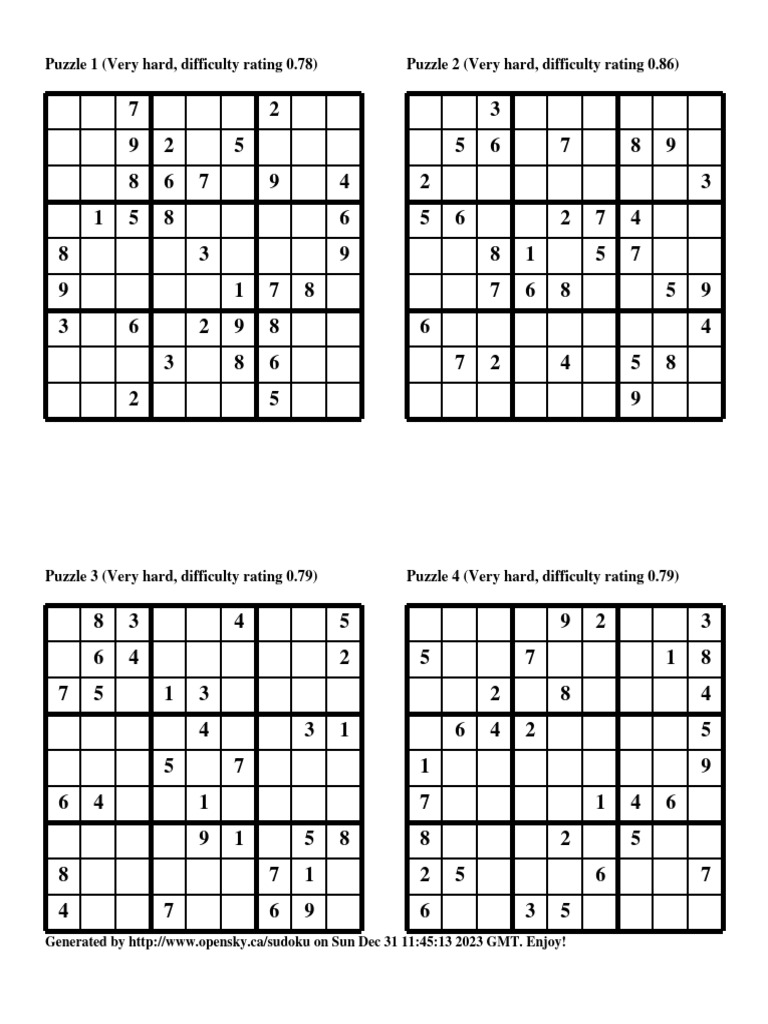Very Hard Sudoku Puzzles Collection | PDF
