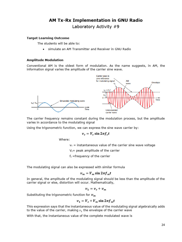 Purisima-Lab 2 AM TX - RX Simulation Using GNU Radio | PDF