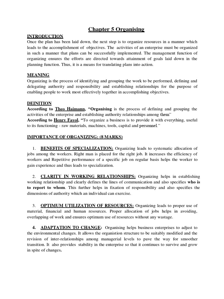 CH 5 - Organising | PDF | Decentralization | Business