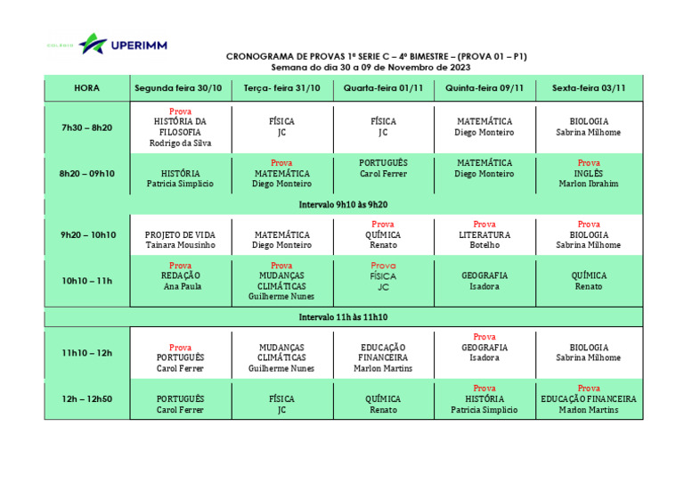 Cronograma 1 Serie C (Sala) | PDF | Science
