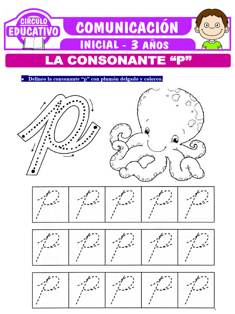 Actividades para la Consonante P en Preescolar | PDF