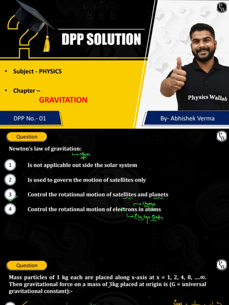 Gravitation - DPP-01 Solution Notes - Arjuna Neet 2024 | PDF