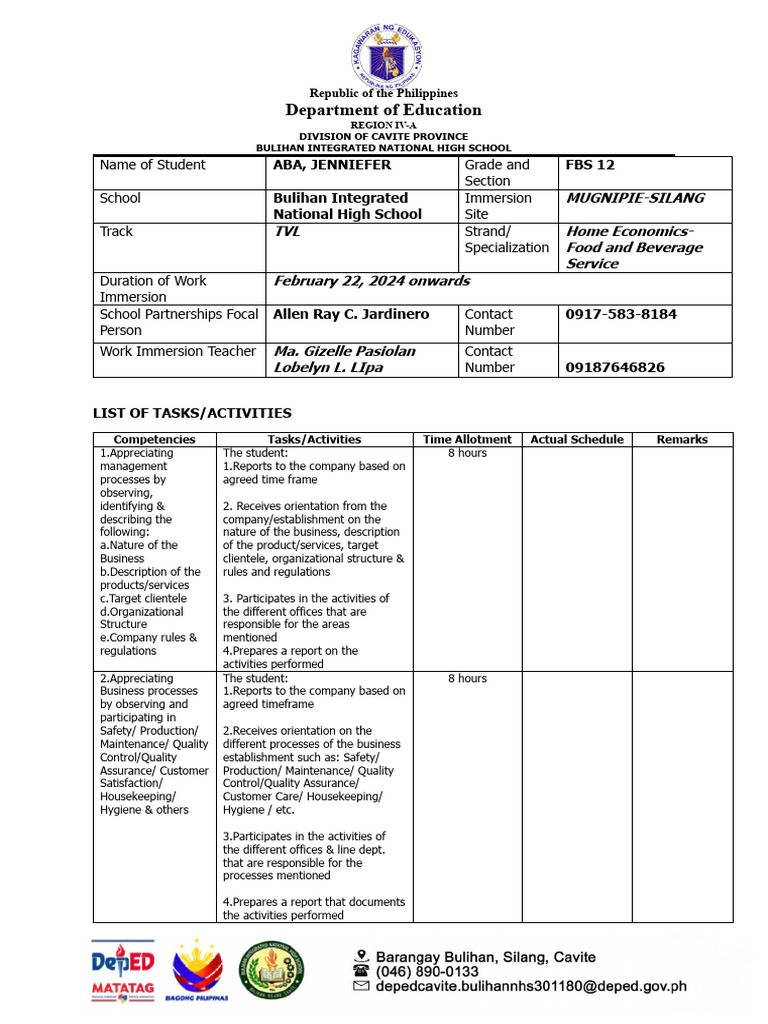 List of Tasks or Activities Mugnipie | PDF | Customer | Quality Assurance