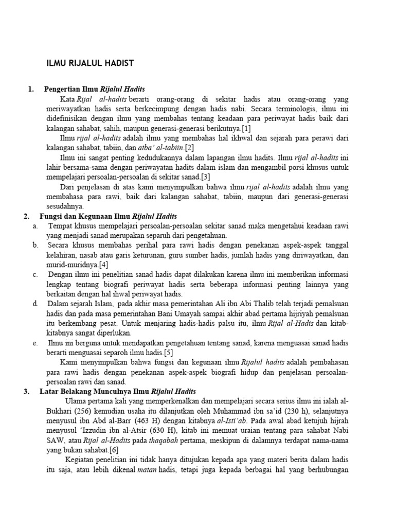 Pengantar Ilmu Rijalul Hadits | PDF
