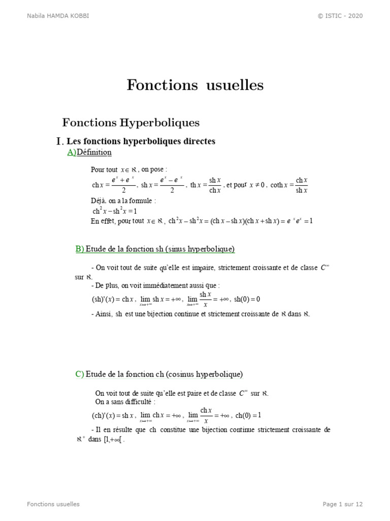 Cours Fonctions Usuelles | PDF