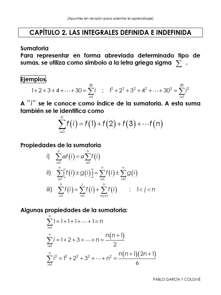 Cálculo Integral. Capítulo 2. Las Integrales Definida e Indefinida ...