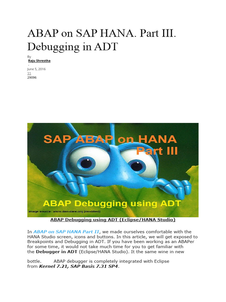 Abap Hana Adt Debugging | Download Free PDF | Debugging | Systems ... Abap Hana Adt Debugging | Download Free PDF | Debugging | Systems ...
