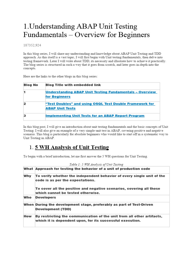 Abap Alv Report Unit Testing Pratical Demonistration Pdf Unit 6694