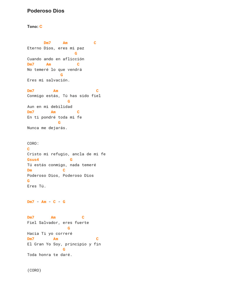 Letra y Acordes de "Poderoso Dios" | PDF